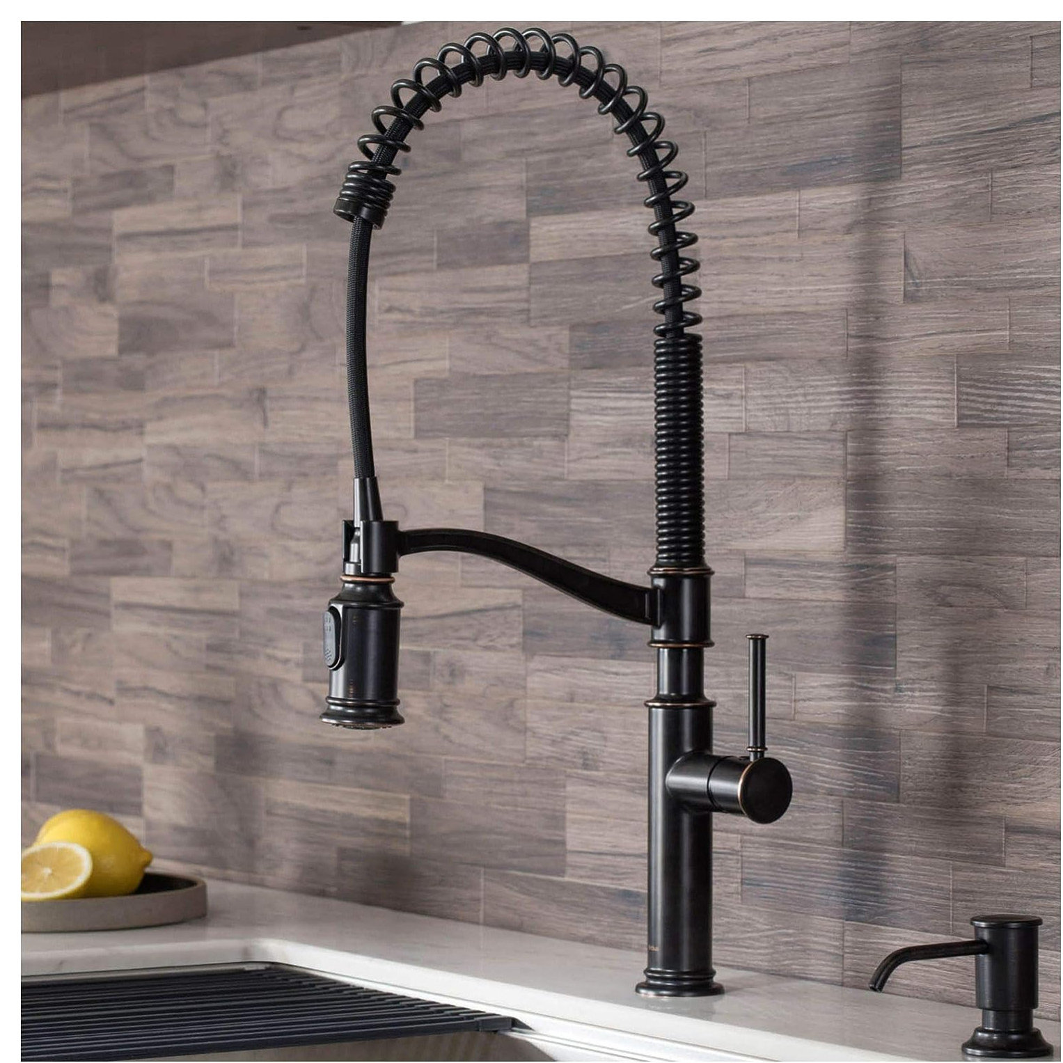 Industrial Kitchen Faucet, High Arched Design & Pull Sprayer, Oil ...