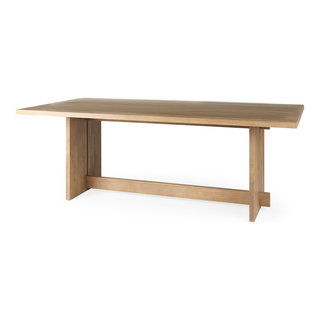 Ivey Minimalist Natural Wood 84" Rectangle Dining Table - Industrial ...