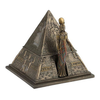 Egyptian Queen and Pyramid Trinket Box, Egyptian, Cold Cast Bronze ...