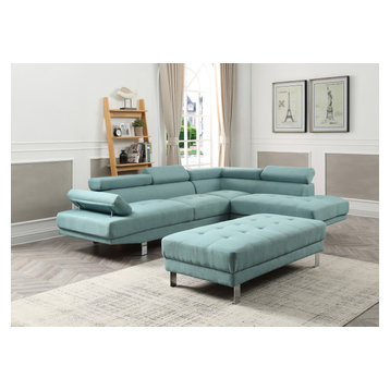 Turquoise Sectional Sofa With Chaise | Baci Living Room