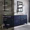 Totti Artemis 60" Blue Double Sink Bathroom Vanity, Carrara Man-Made ...