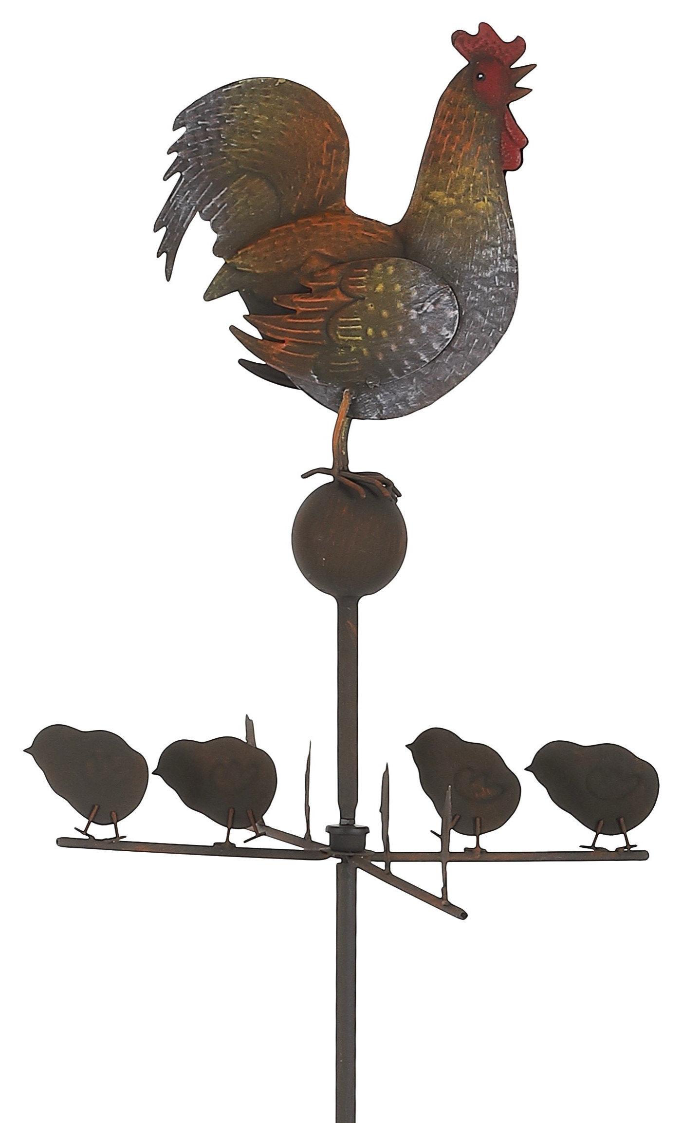 Rustic Metal Kinetic Wind Spinner Chicken With Spinning Chicks Garden ...