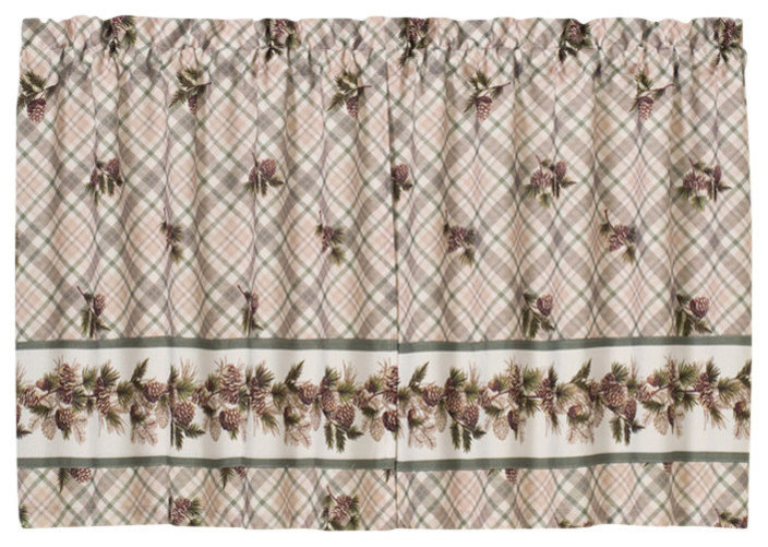 Saturday Knight Pinecone Plaid Tier Pair, 58"x24", 58"x36" - Farmhouse ...