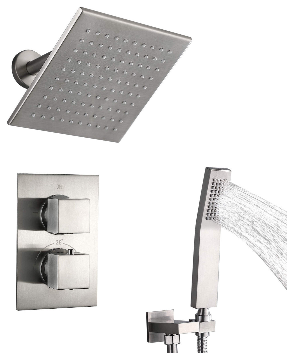 Fontana Rainshower Thermostatic Brushed Nickel Shower System With Hand ...