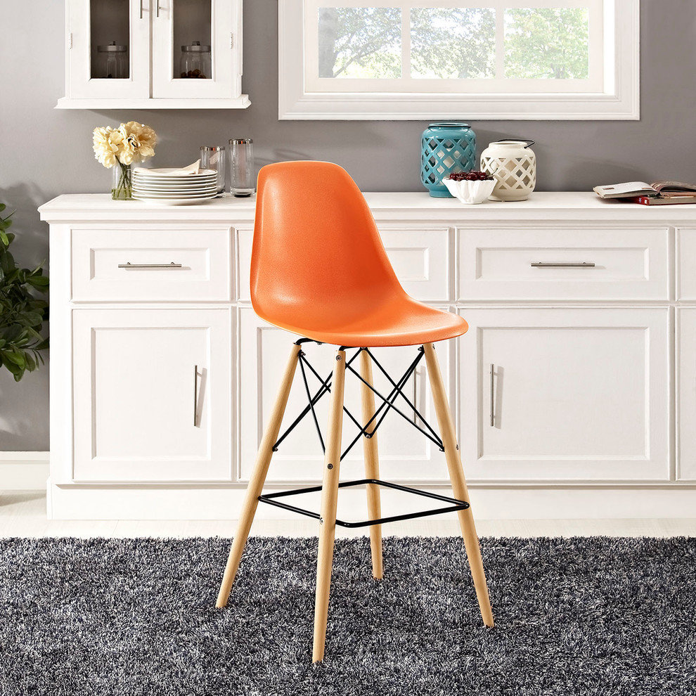 Modern Orange Pyramid Bar Stool, 20.5"Lx21.5"Wx44"H - Midcentury - Bar Stools And Counter Stools ...