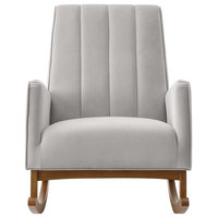 Accent Rocking Chair Armchair, Velvet, Gray, Modern, Lounge Hospitality ...