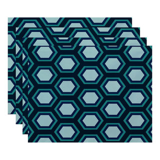 Hex Appeal Geometric Print Placement, Set of 4 - Contemporary ...