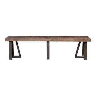 Prairie Dining Bench, Natural/Black - Industrial - Dining Benches - by VirVentures | Houzz