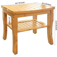 Bamboo Shower Bathroom Bench With Shelf 18" - Modern - Shower Benches ...