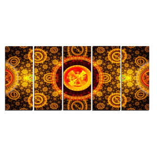 Golden Psychedelic Relaxing Art, Multipanel Abstract Canvas Art Print ...