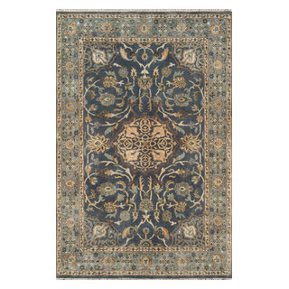 Shalimar Hand-Knotted Rug, Blue, 3'9"x5'9" - Traditional - Area Rugs ...