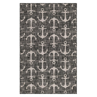 Rug Unique Loom Outdoor Coastal Charcoal Rectangular 3'3x5'3 - Beach ...