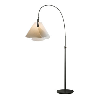 Mobius Arc Floor Lamp, Dark Smoke Finish, Spun Frost Shade ...