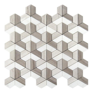 3D Block Mosaic Tile, 30 Sq. ft. - Contemporary - Mosaic Tile - by Wall ...
