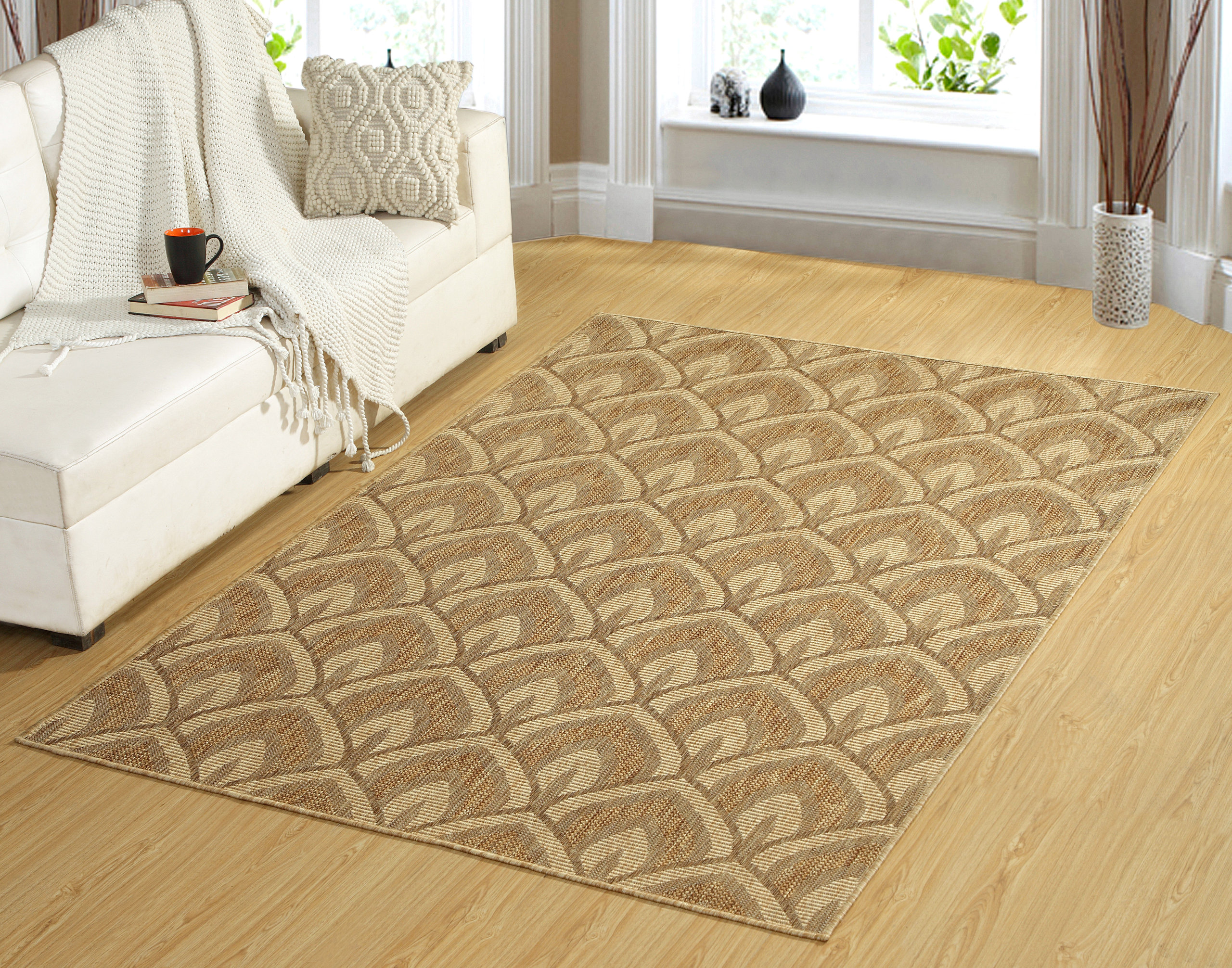 Villa Light Neutral and Dark Neutral Area Rug, 5'3"x7" - Contemporary ...