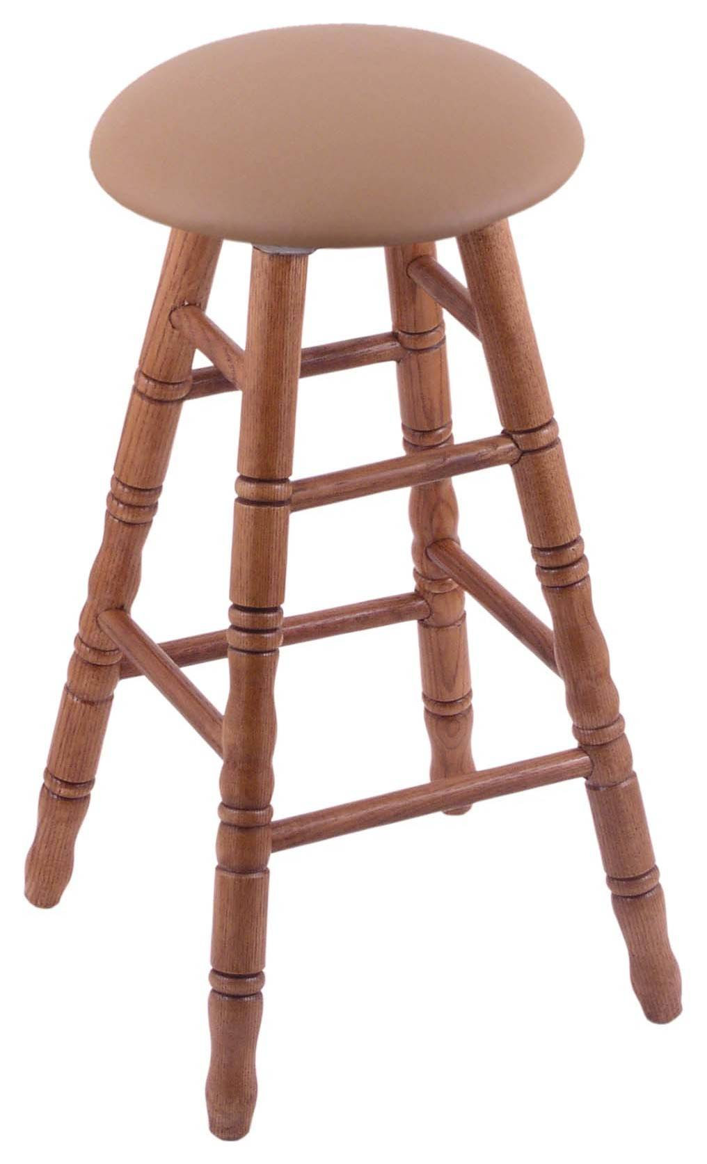 Holland Bar Stool, Oak Round Cushion Counter Stool, Turned Legs, 18"x18 ...