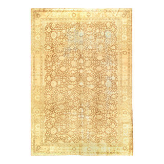 Light Brown Fine Hand Knotted Antique Shabby Chic Rugs 9'3''x12'8 ...