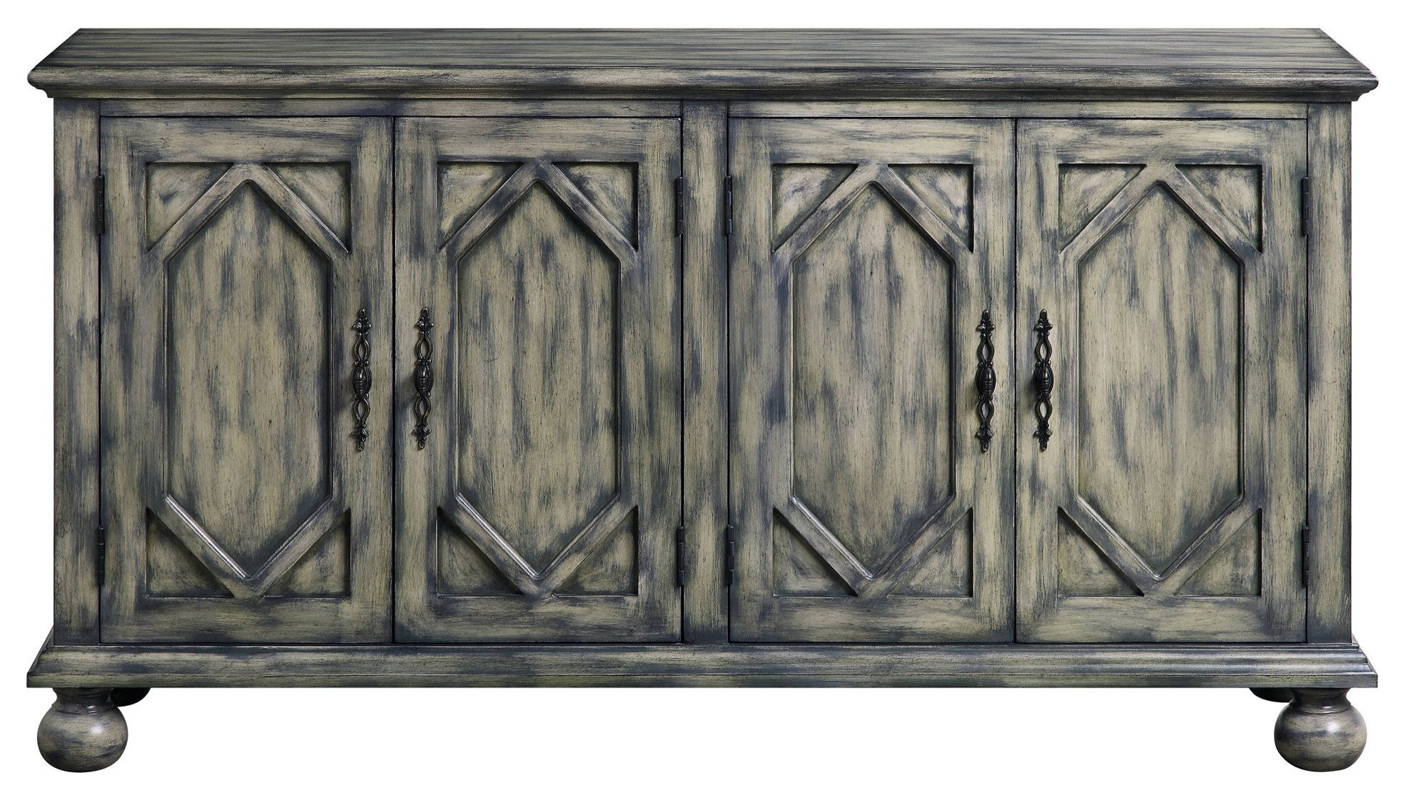 Console Table, Large Design With Bun Feet & Geometric Doors Accent ...