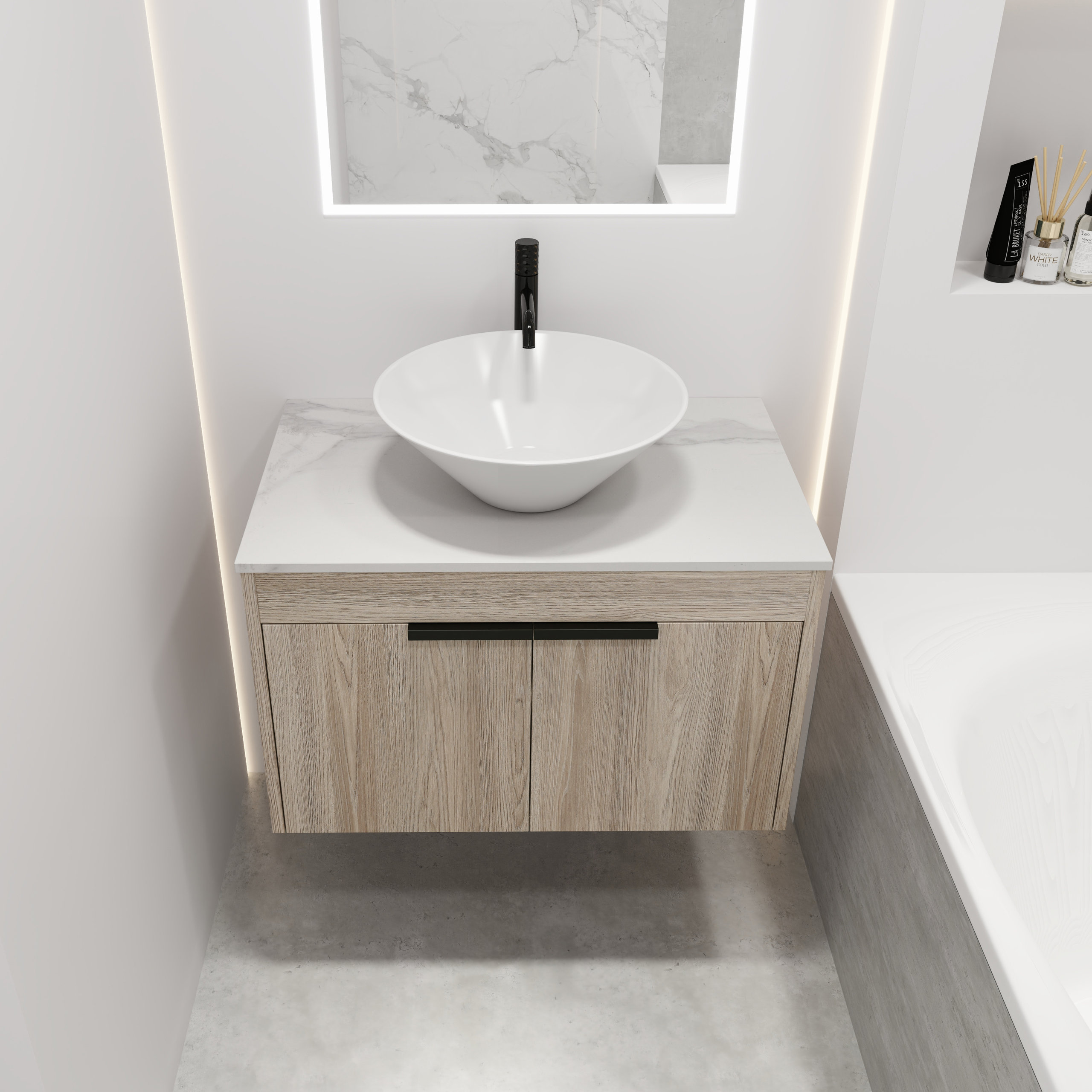 BNK 30 Inch Bathroom Vanity With Sink, Modern Wall Mount Bathroom ...
