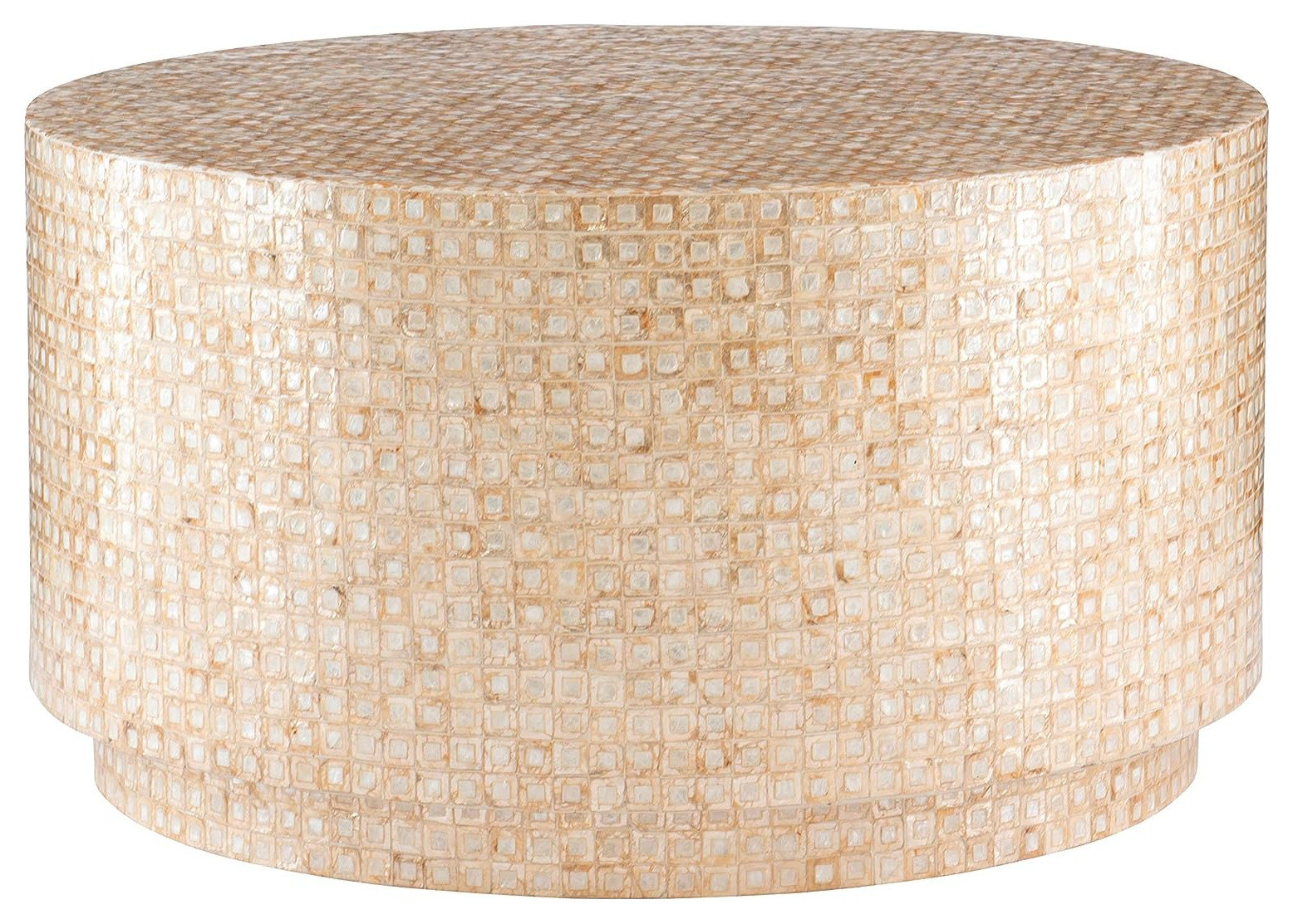 Elegant Coffee Table With Unique Capiz Shell Finish and Round Shape ...