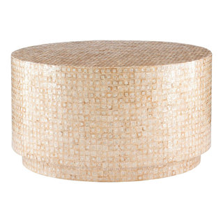 Elegant Coffee Table With Unique Capiz Shell Finish and Round Shape ...