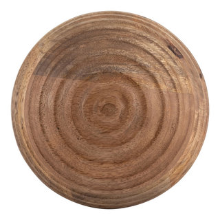 6" Wooden Orb With Ridges, Natural - Rustic - Decorative Objects And ...