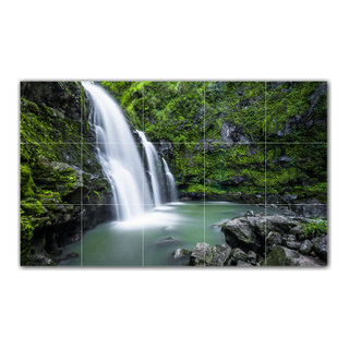 Waterfalls Ceramic Tile Wall Mural HZ501102, 30" Wide x 18" High ...