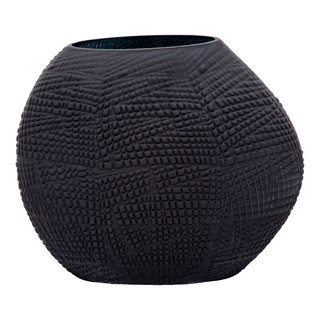 Benzara BM232694 Glass Protruded Design Vase With Textured Details ...