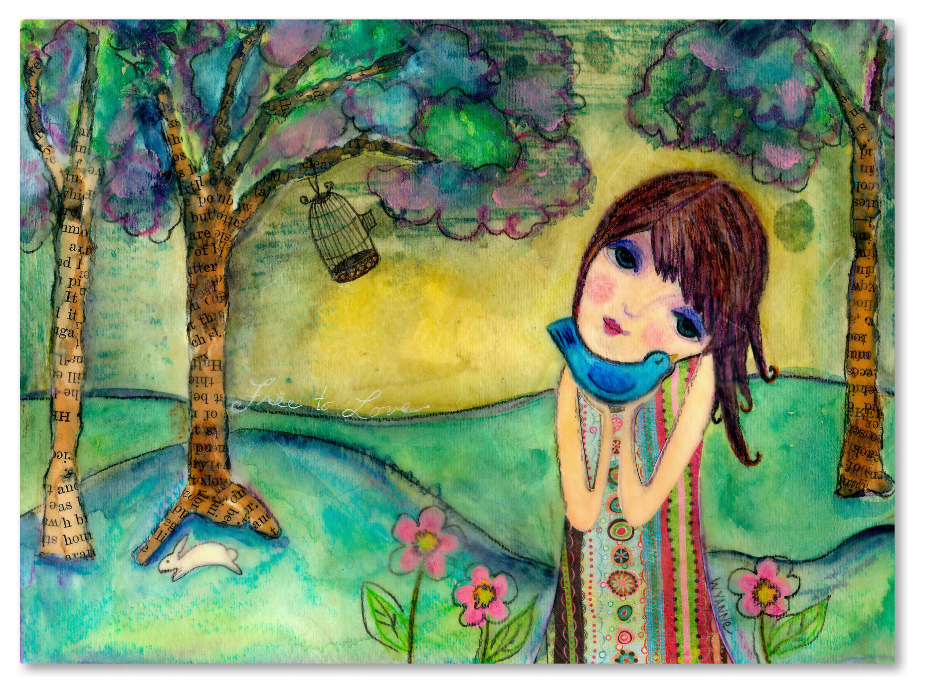 Wyanne 'Big Eyed Girl Free To Love' Canvas Art, 19"x14" - Contemporary ...