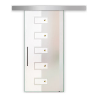 Sliding Glass Door With Faceted Stone ALU100, 30"x81" - Contemporary ...