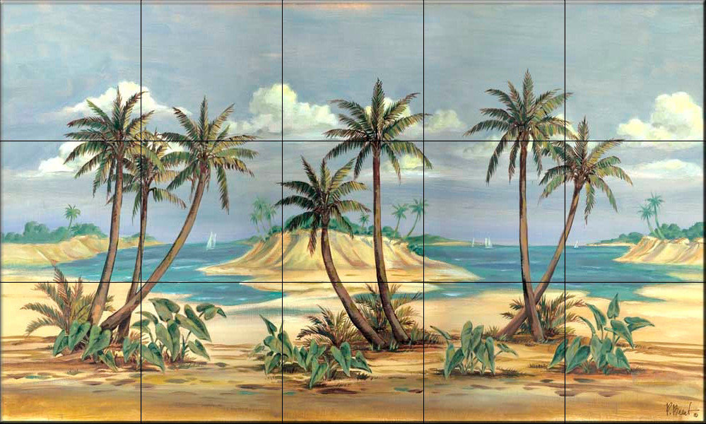 Tile Mural, Scenic Bay by Paul Brent, 30" x 18" (15 Tiles) - Tropical ...