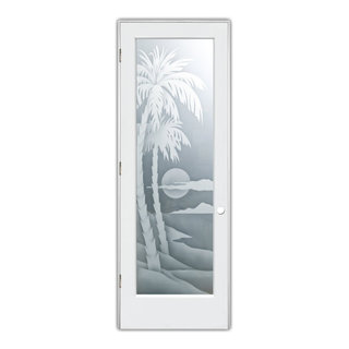 Interior Doors - Palm Sunset Frosted Glass Design - 28" x 80 ...