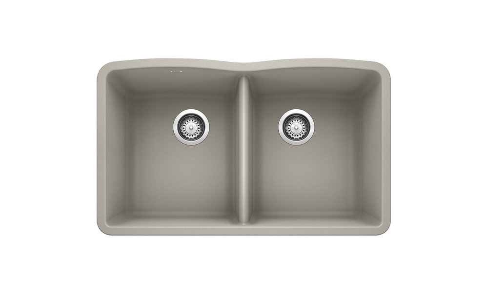 Blanco 442747 Diamond 32"x19.25" Granite Kitchen Sink, Concrete Gray ...