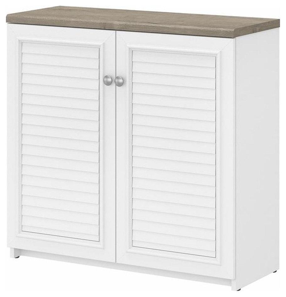 Fairview Small Storage Cabinet with Doors in Antique White - Engineered ...