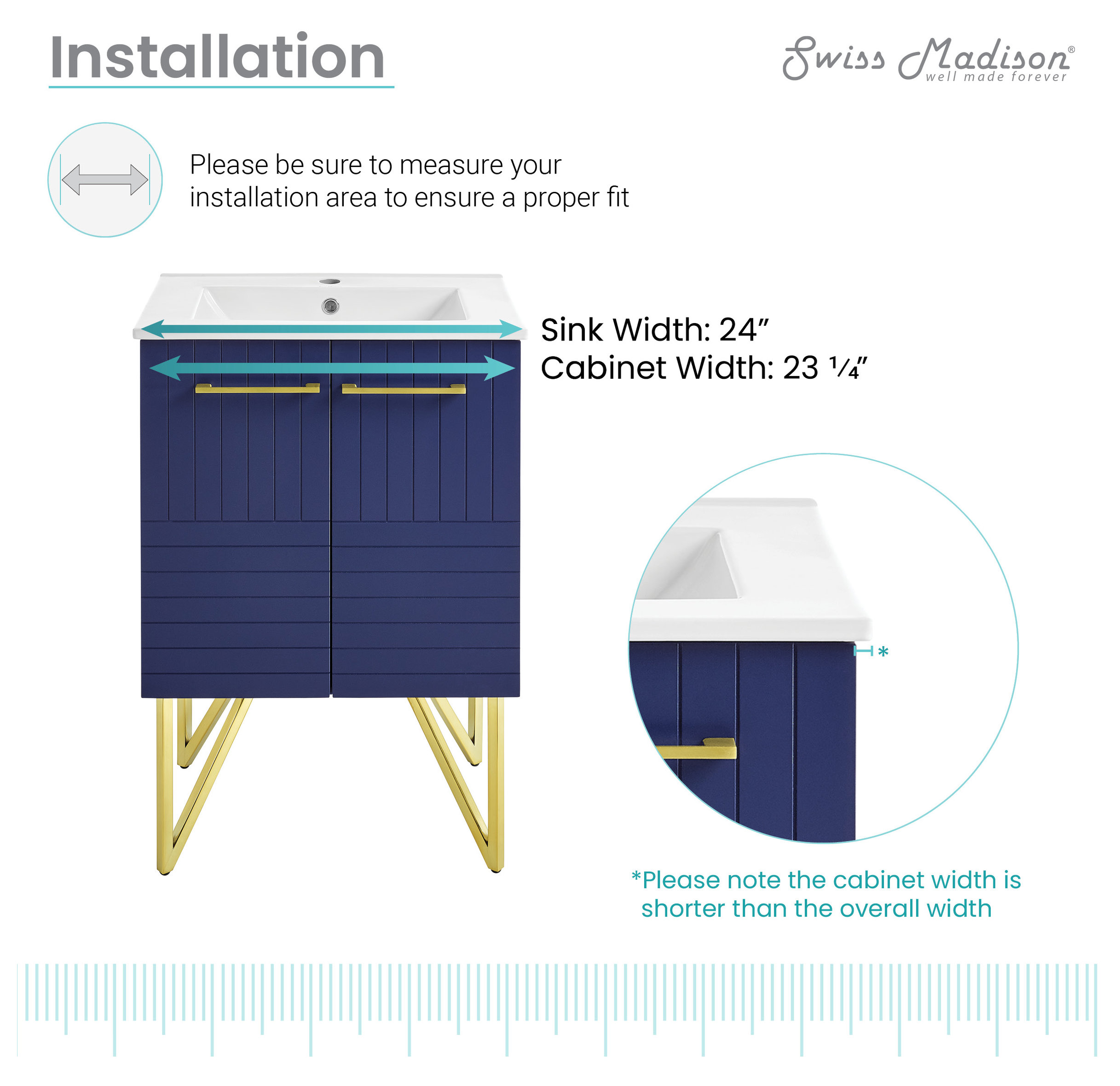 Annecy 24" Bathroom Vanity, Granger Blue - Contemporary - Bathroom ...