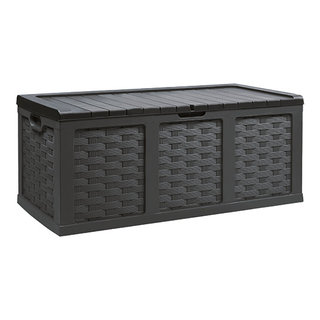 Starplast 153 Gallon Plastic Deck Box, Black - Tropical - Deck Boxes ...