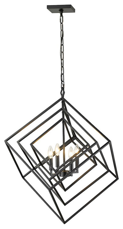 Z-Lite Euclid 4 Light Chandelier, Matte Black, 457-4MB - Contemporary ...