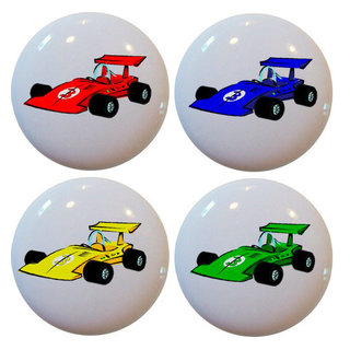 4 Race Car Ceramic Knobs - Contemporary - Cabinet And Drawer Knobs - by ...