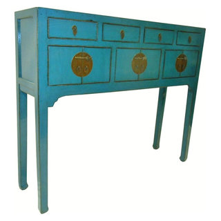 Turquoise Chinese Black Lacquer Lady Chest - Asian - Dressers - by ...