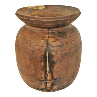 Consigned Old India Wood Pot 23 - Rustic - Indoor Pots And Planters ...