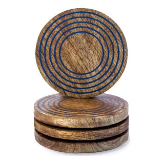 Ringed Wood Coasters, Set of 4 - Beach Style - Coasters - by Mascot ...