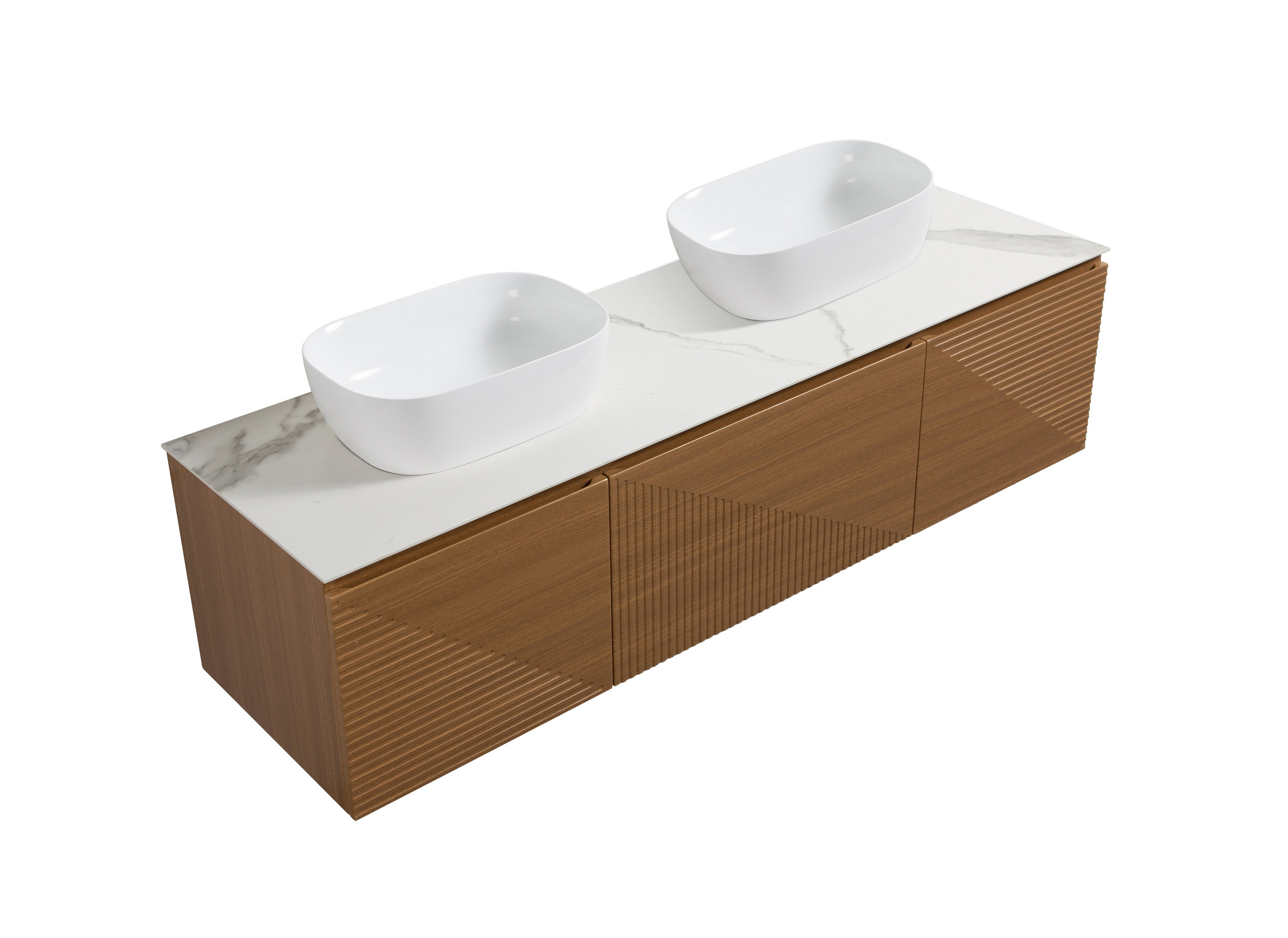 Simon Series Wall Mount Vanity With a Porcelain Vessel Sink, 72" Double ...