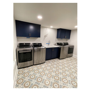 Laundry Room with Double Washer and Dryer - Farmhouse - Laundry Room ...
