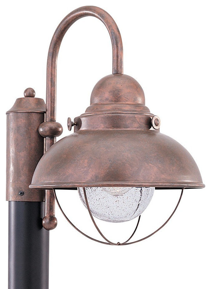 15.75 Inch 9.3W 1 LED Outdoor Post Lantern-Weathered Copper Finish ...