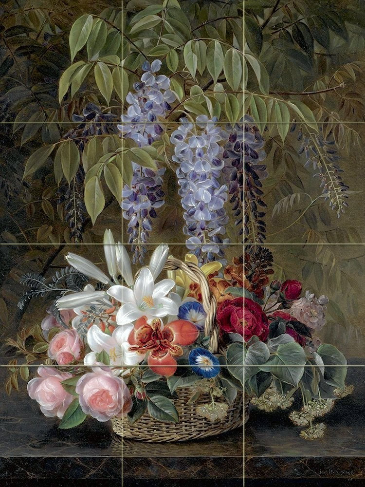 Tile Mural Basket Of Roses Kitchen Bathroom Wall Backsplash, 6" Rialto ...