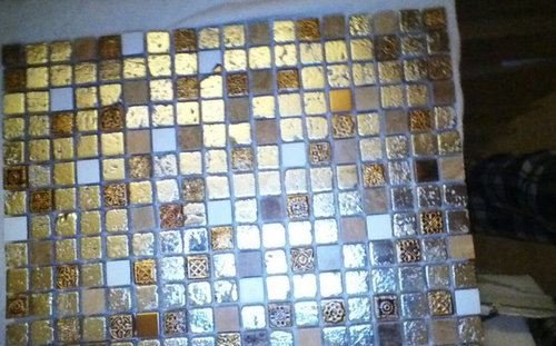 Mosaic feature wall and metro tiles