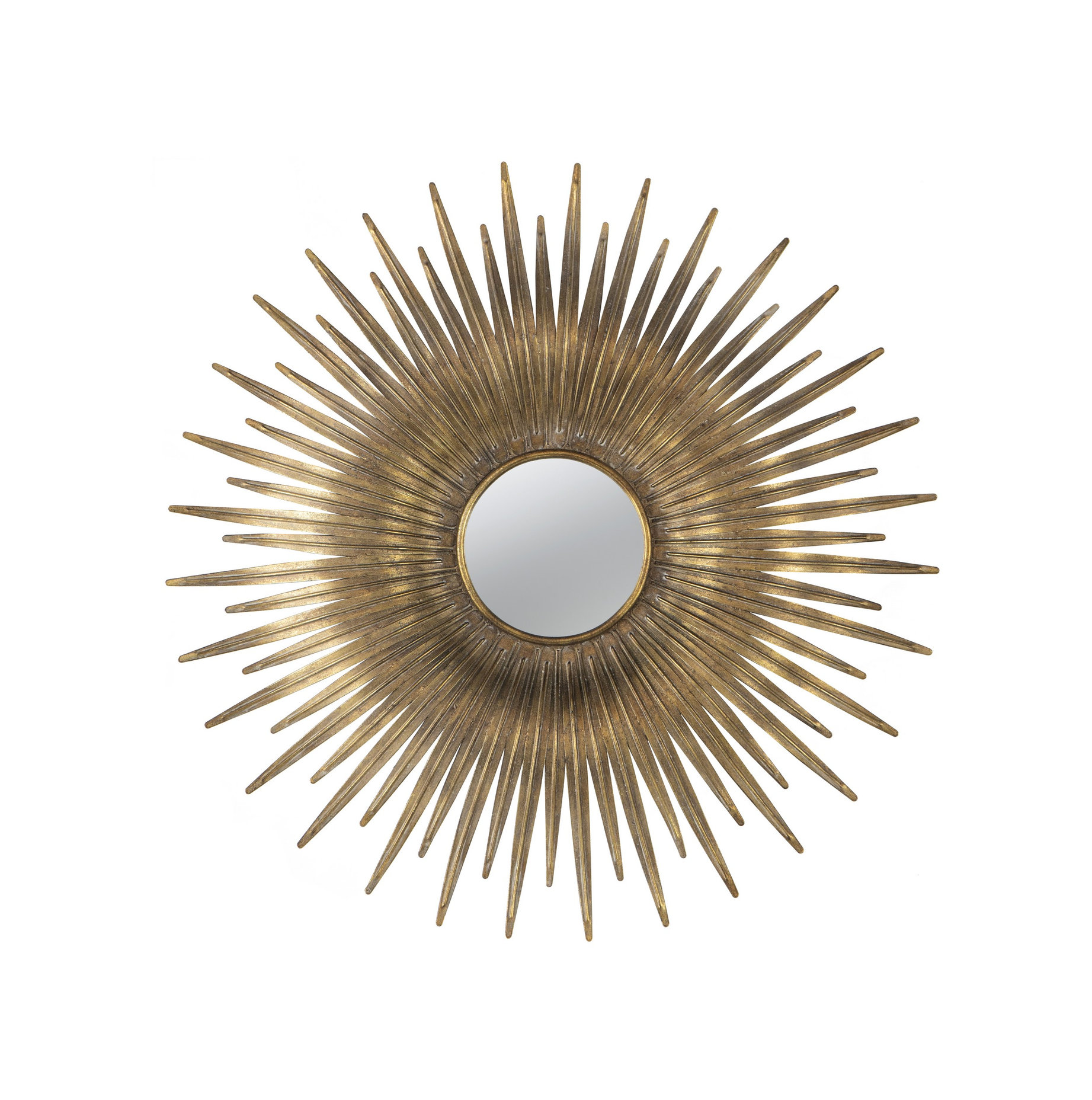 Benzara BM286103 Wall Mount Accent Mirror With Sunburst Iron Frame ...