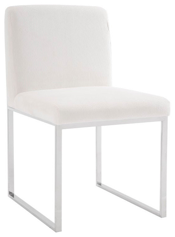 Frozen Dining Chair, Corduroy White, 22x20x33"h - Contemporary - Dining ...