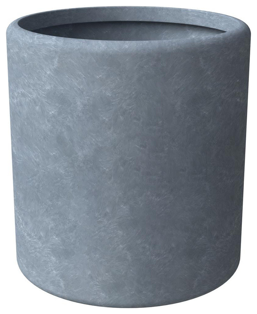 Poly Stone cylindrical Shape Planter in Aged Concrete 28 Dia, 30 High ...