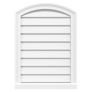 Arch Top Surface Mount PVC Gable Vent, Brickmould Sill Frame, 16"W x 22 ...